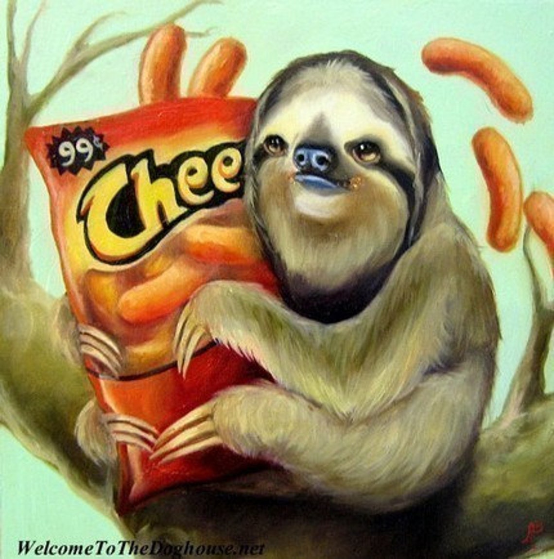 Sloth With Cheetos Print - Etsy