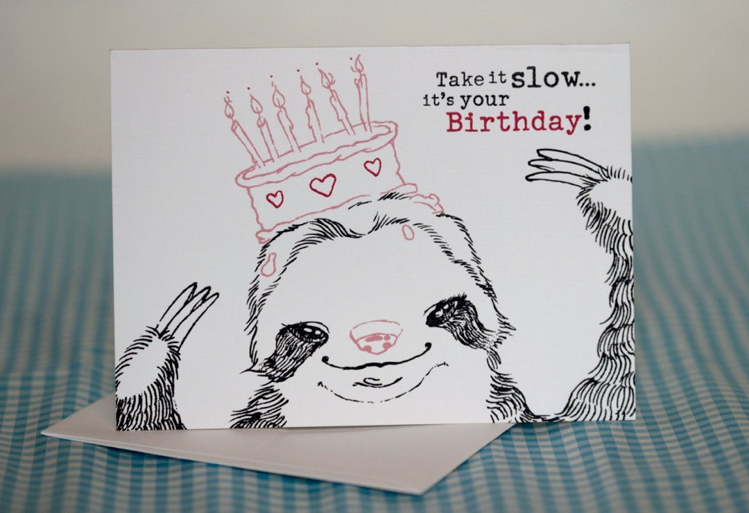 Happy Birthday Sloth Greeting Card - Etsy