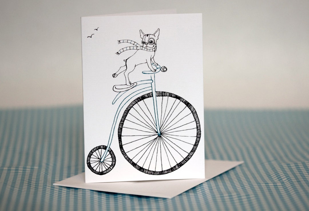 Boston Terrier Riding Bike Greeting Card - Etsy
