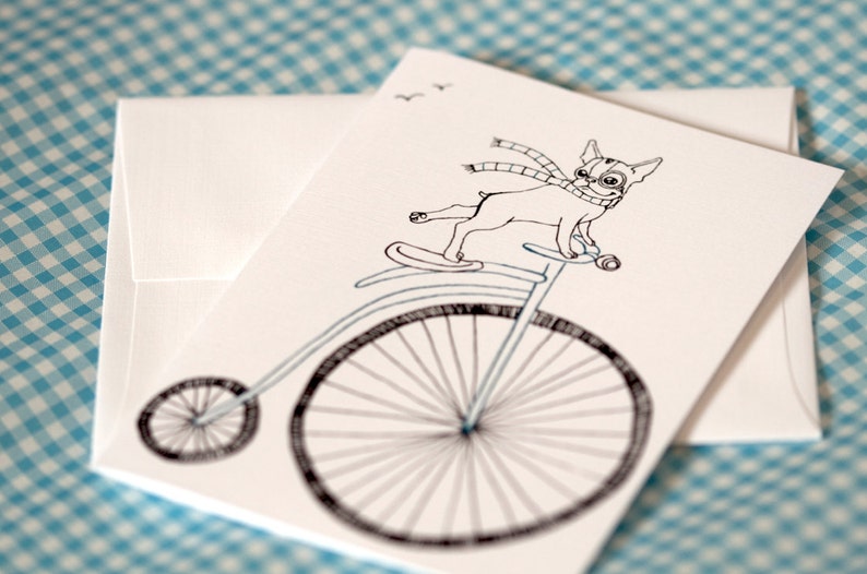 Boston Terrier Riding Bike Greeting Card - Etsy