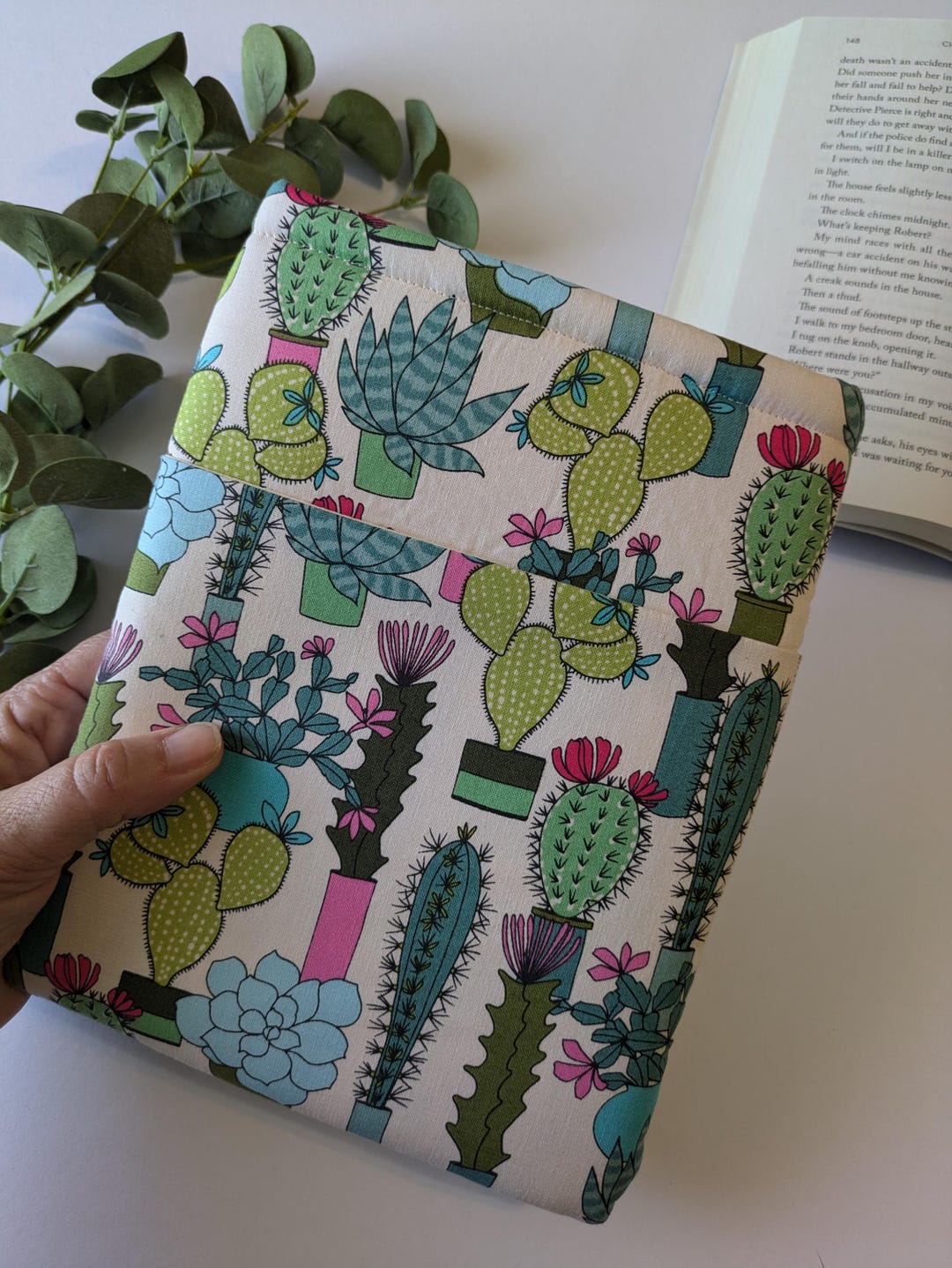 Cactus Padded Book Sleeve | Book Cover | Book Protector | Book ...
