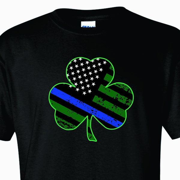 Shamrock Thin Blue Line Flag - Etsy