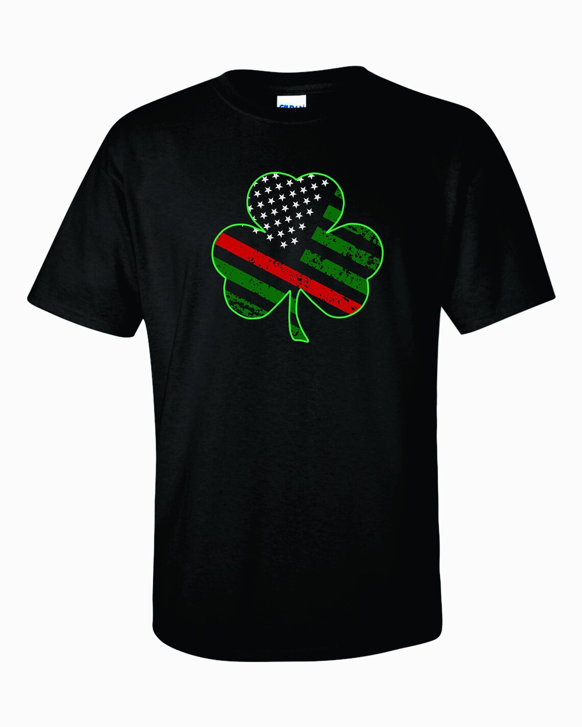 Shamrock Firefighter Red Line Distressed Flag T-shirt, Firement Shirt ...