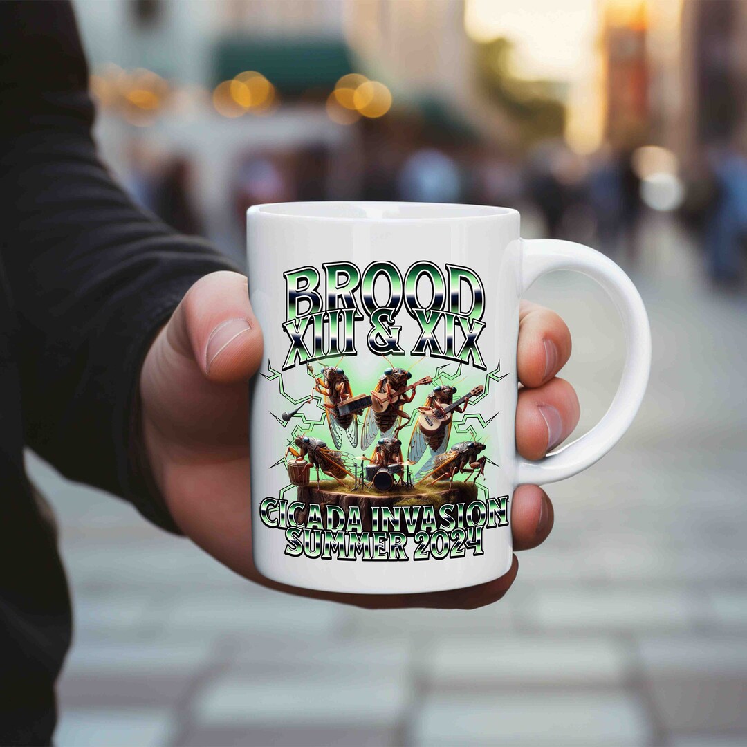 Funny Cicada Summer 2024 Mug, Vinage Bootleg 80s Band Style, Brood XIII ...