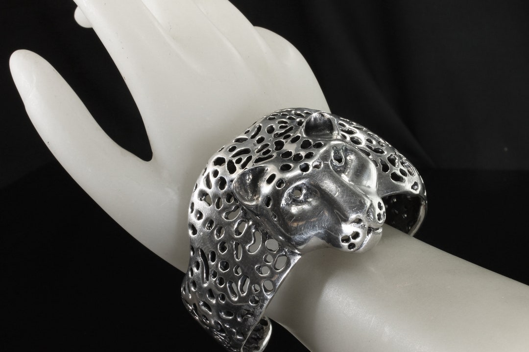 Emilia Castillo 950 Silver Jaguar Cuff Bracelet, Outstanding Statement ...