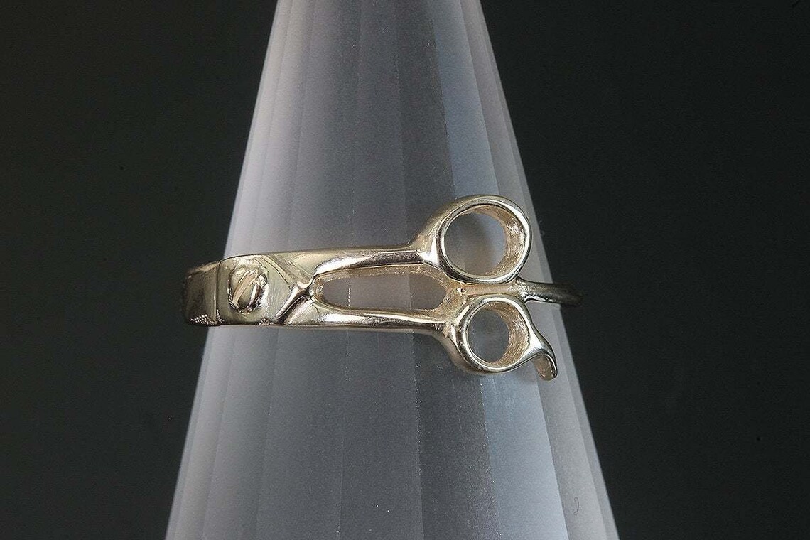 Handmade Ladies Pinkie Scissor Ring © 14K Yellow Gold Hair - Etsy