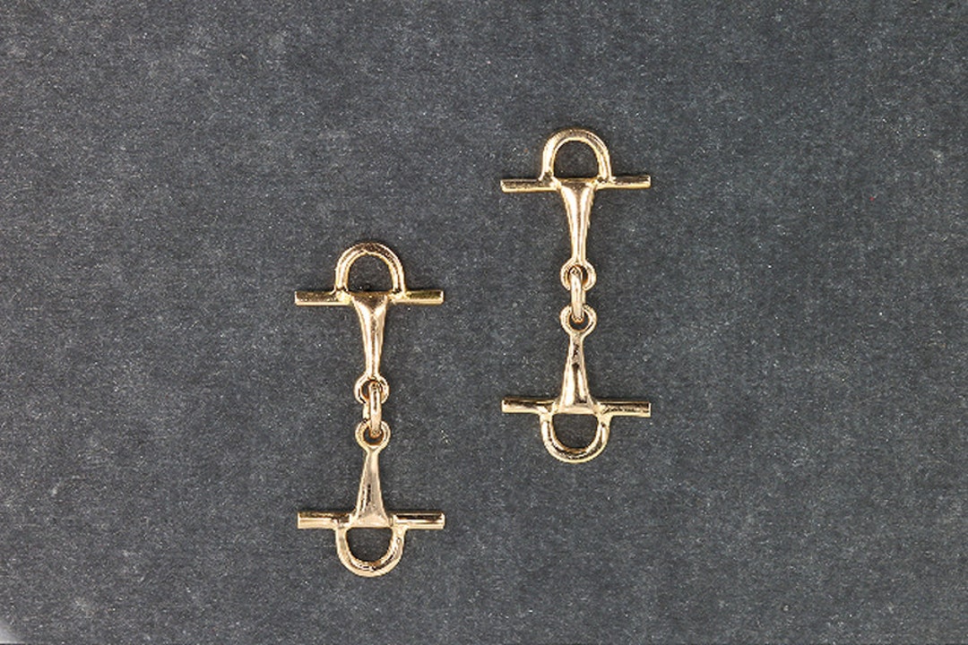 Handmade Full Cheek Snaffle Bit Earrings in 14K Yellow Gold, Equestrian ...