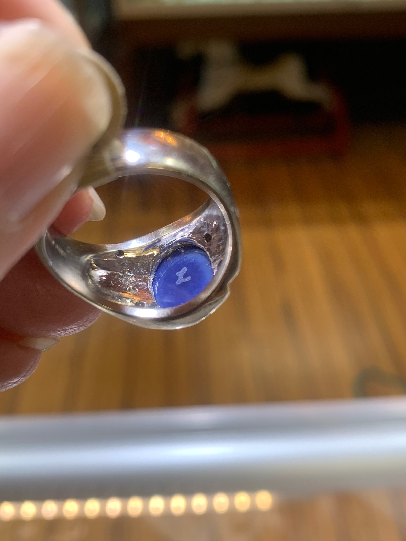 Vintage Linde Star Sapphire Mans Ring, 14K White Gold, .12 Ctw Diamonds ...