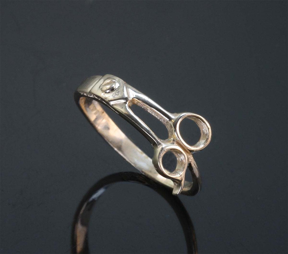 Handmade Ladies Pinkie Scissor Ring © 14K Yellow Gold Hair - Etsy