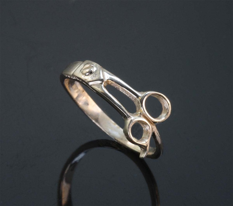 Handmade Ladies Pinkie Scissor Ring © 14K Yellow Gold Hair - Etsy