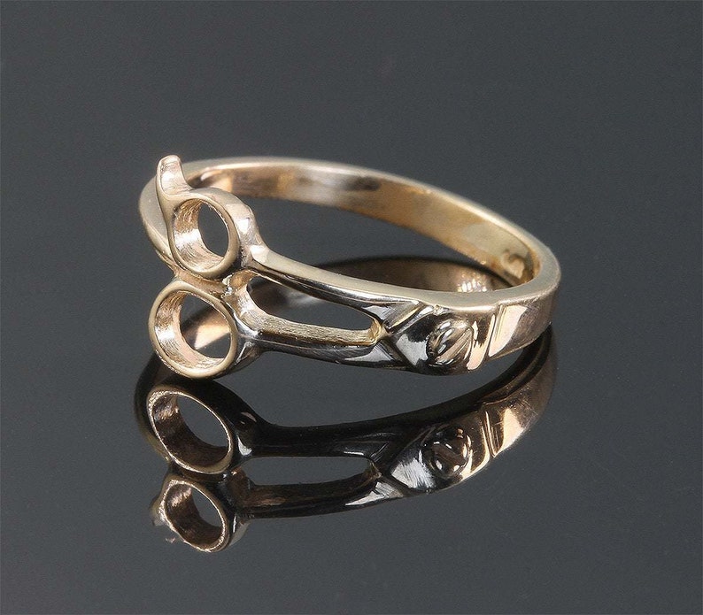 Handmade Ladies Pinkie Scissor Ring © 14K Yellow Gold Hair - Etsy