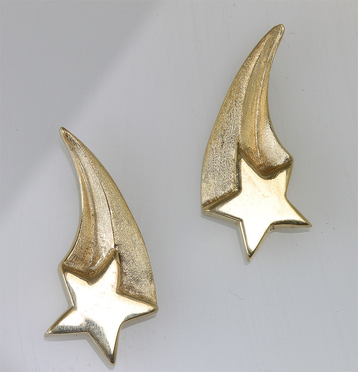 Our Handmade 14K Yellow Gold Shooting Star Earrings, Xmas Gift Idea ...