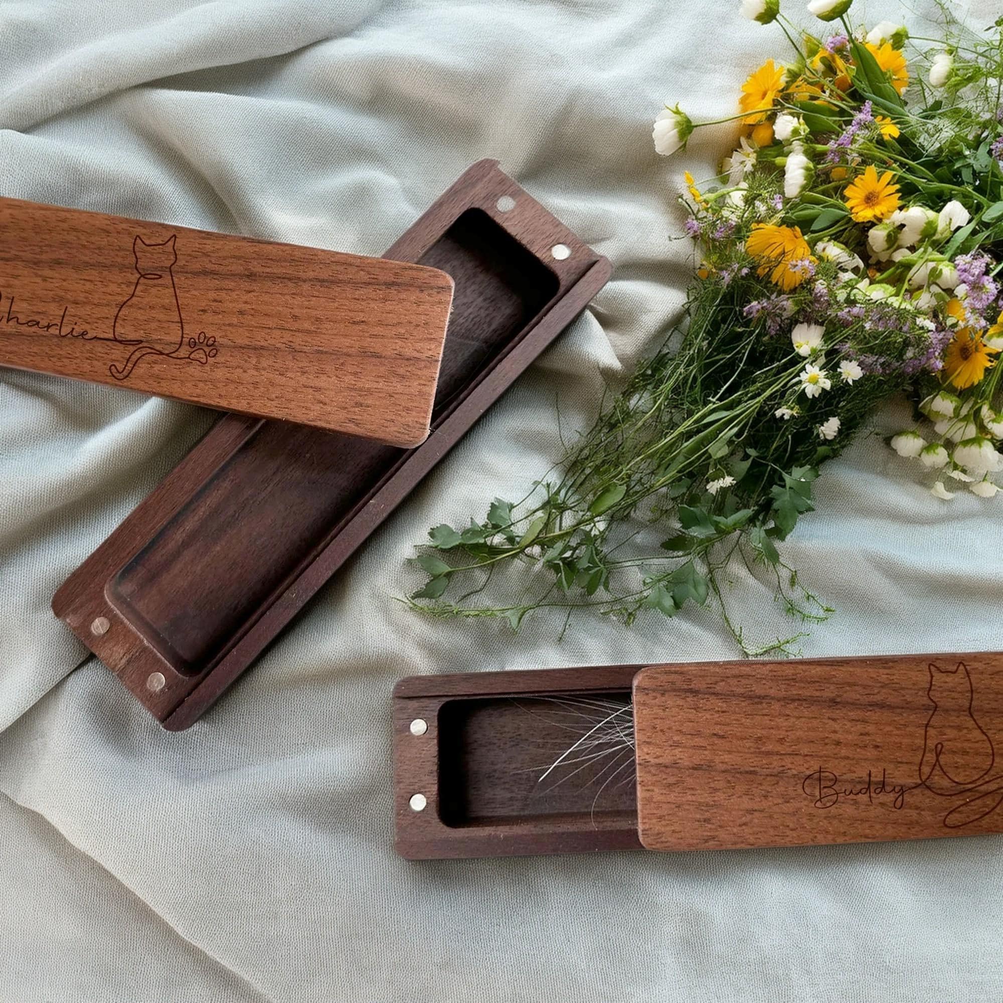 Personalized Wooden Cat Keepsake Box, Whisker Storage Box, Pet Keepsake ...