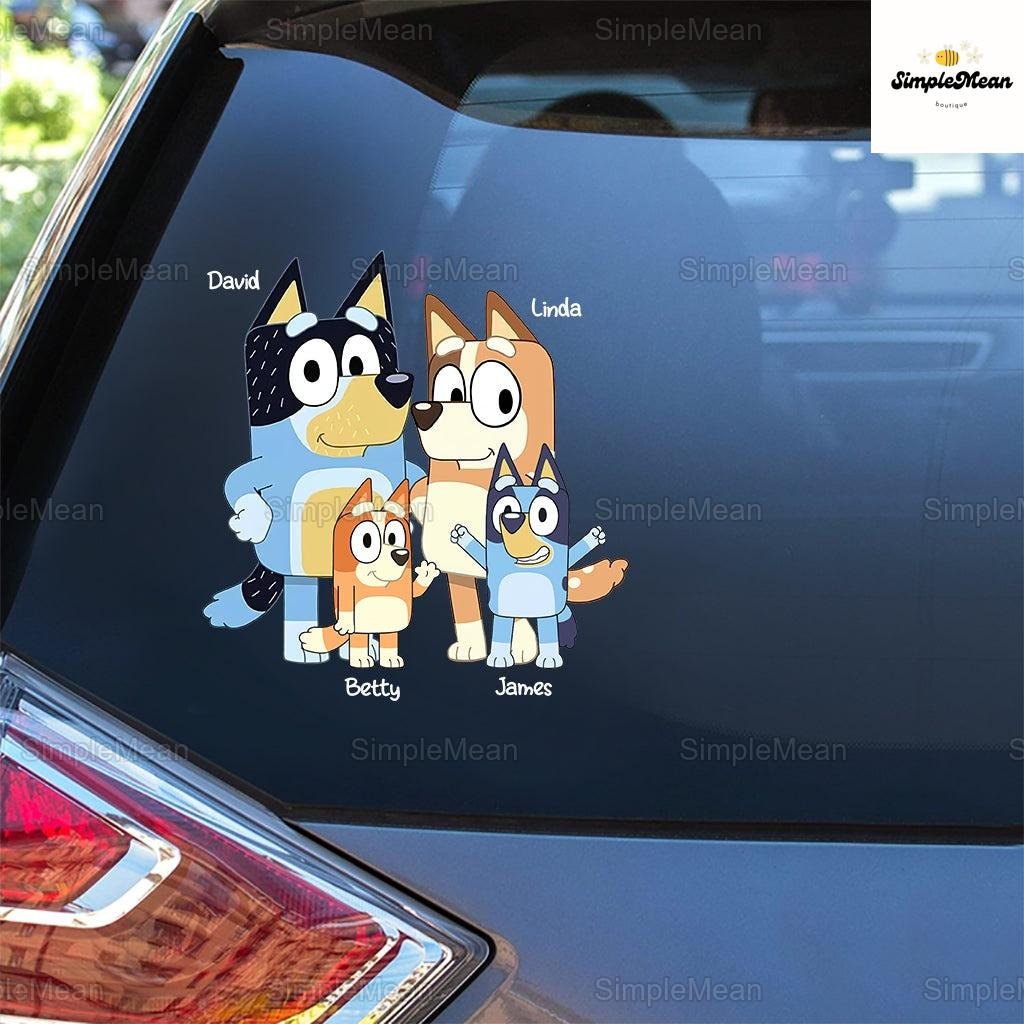 Bluey Family Stickers, Bluey Dog Car Decal, Bluey Family Peeker Car ...