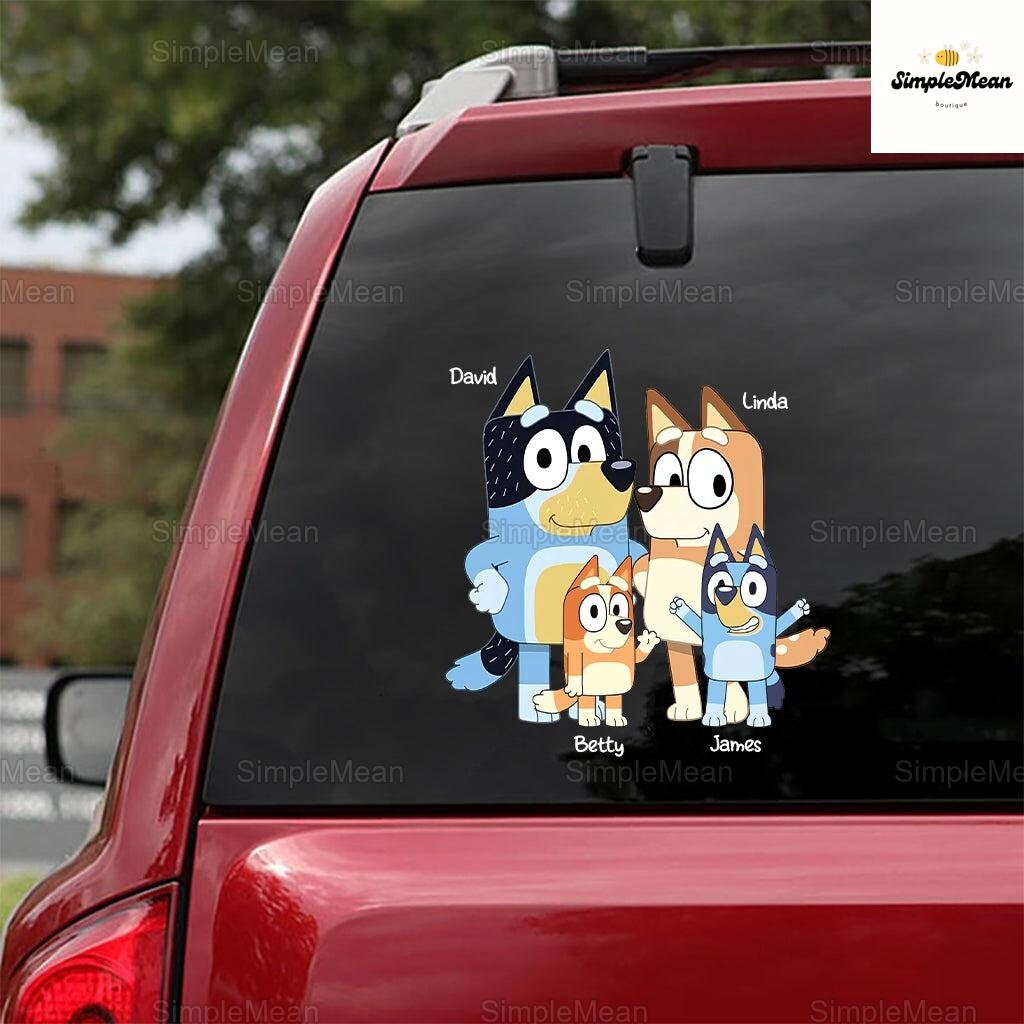 Bluey Family Stickers, Bluey Dog Car Decal, Bluey Family Peeker Car ...
