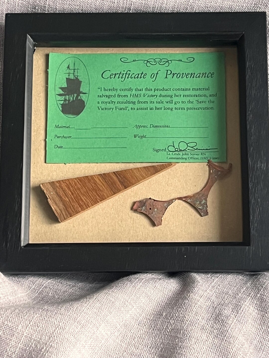 Frame Displaying HMS Victory Copper and Oak - Etsy