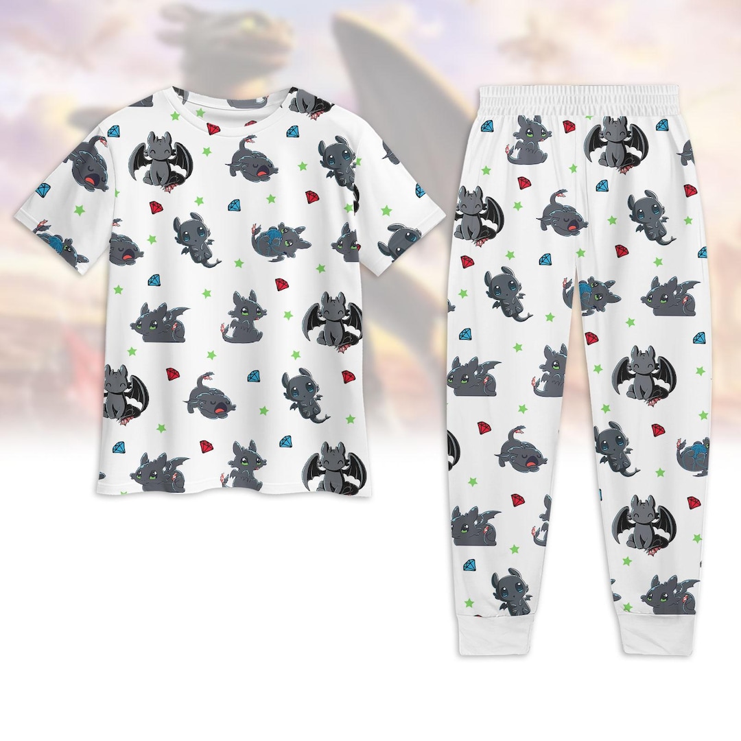 Toothless Light Fury Pajamas Set, Disney Dragon Shirt and Pants, How to ...