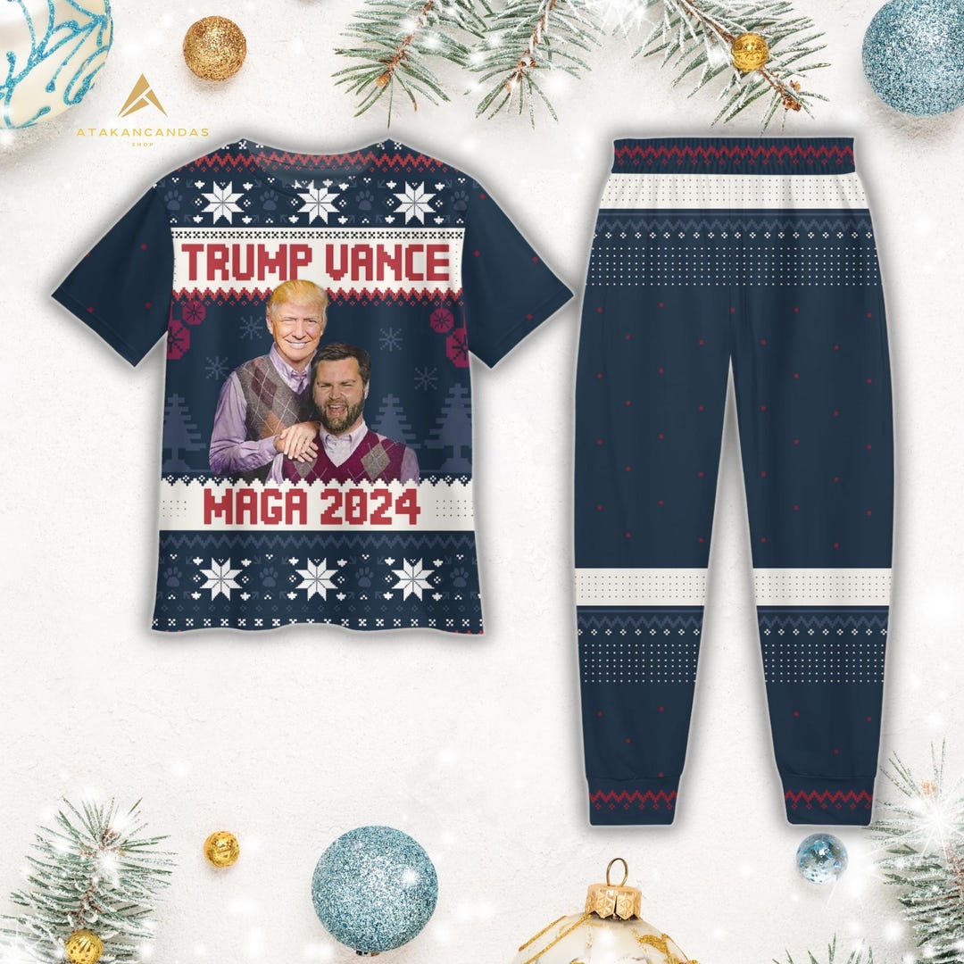 Trump Vance Maga 2024 Pajamas Set, Trump President Christmas Pajamas ...