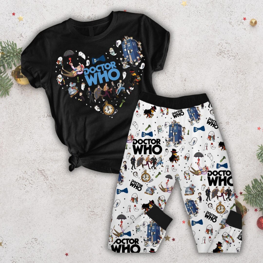 Doctor Who Pajamas Set, Tardis Pajamas, Police Box Pajamas, Doctor Who ...