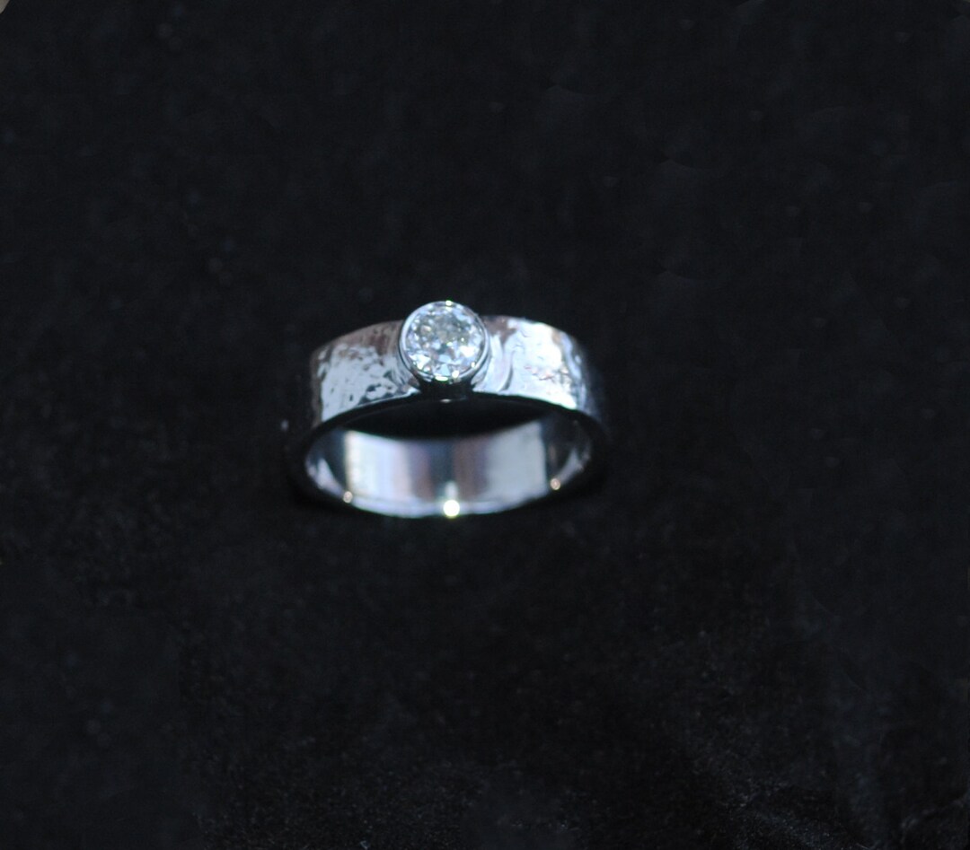 Her Hammered Ring, Simple Bezel Ring, Non Traditional Ring, Cute ...