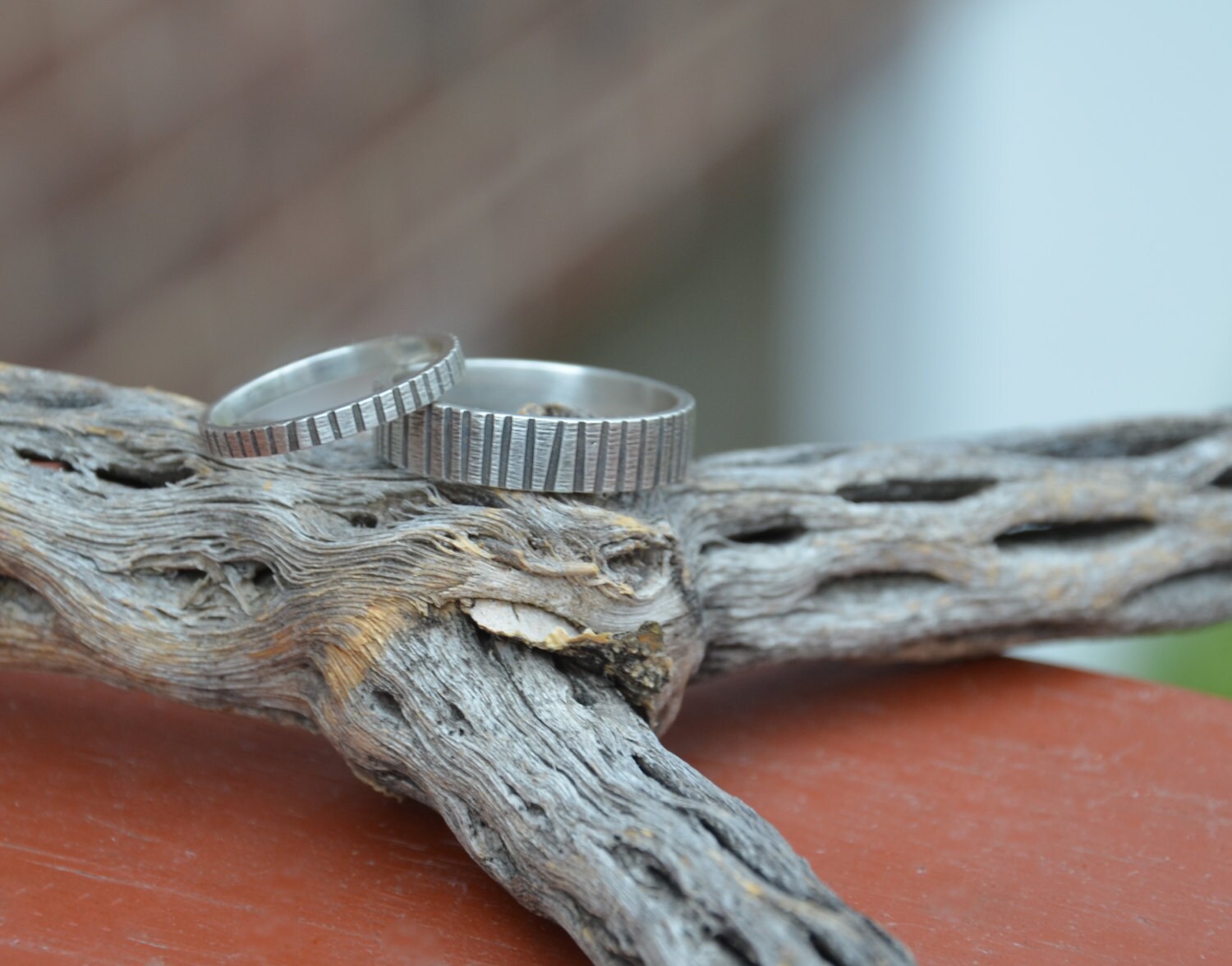 Sprocket Changing Gears Sterling Silver Wedding Band Set Male Wedding ...