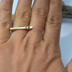 The Straight Line- Ruby and Sapphire Set 14kt Yellow Gold Ring ...