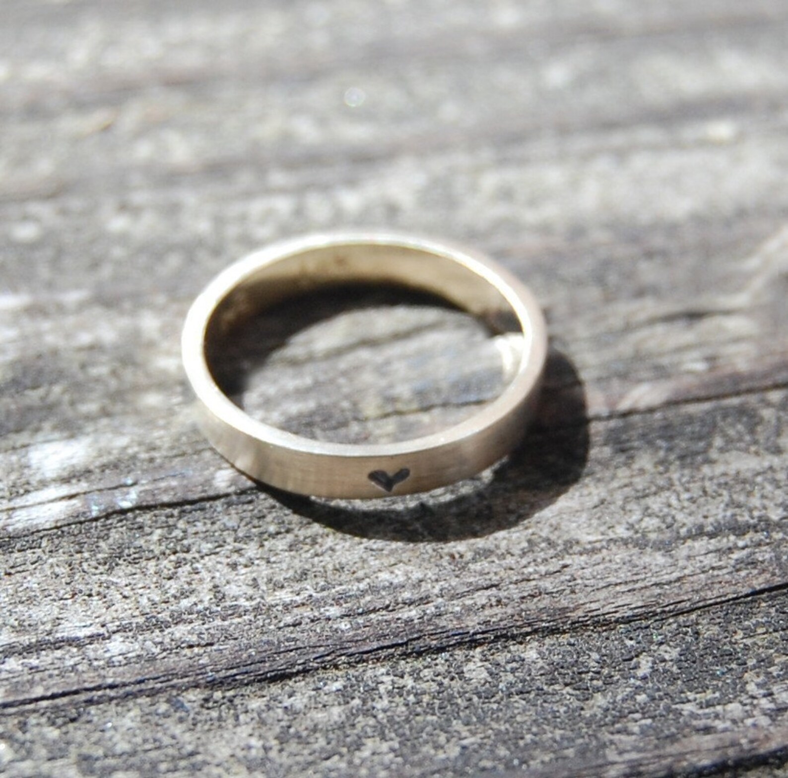 Heart Commitment Band, Promise Ring 3mm Yellow Gold Heart Wedding Band ...