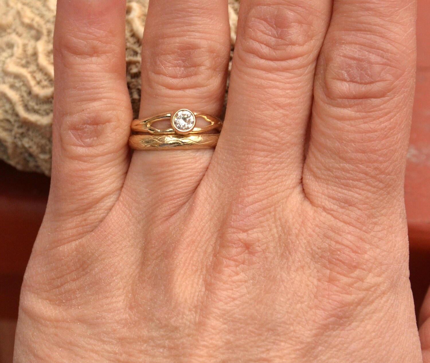 Diamond Engagement ring Handmade 4.5 MM Diamond Natural Tree | Etsy