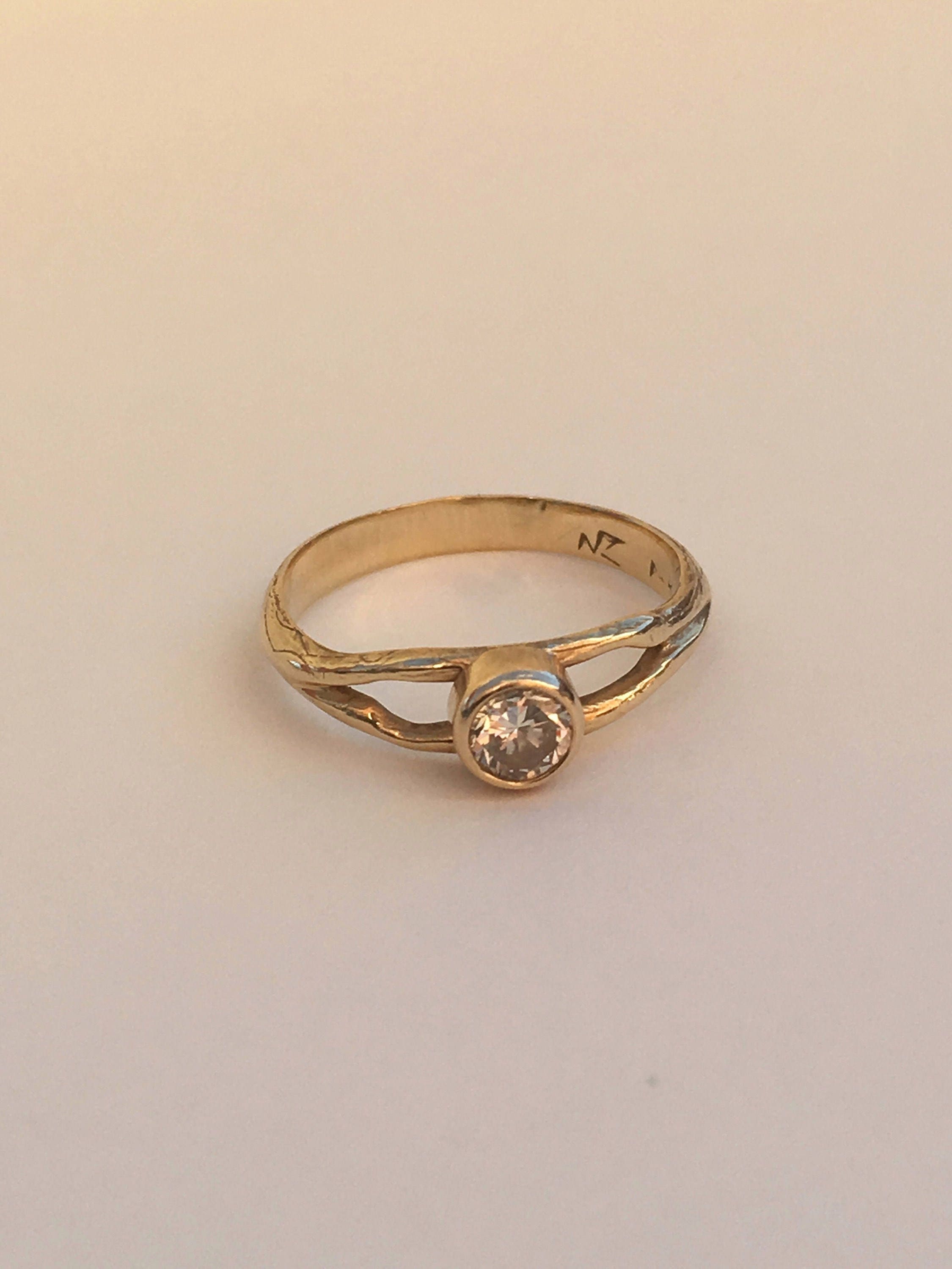 Diamond Engagement Ring- Handmade 4.5 MM Diamond Natural Tree Vine 14 ...