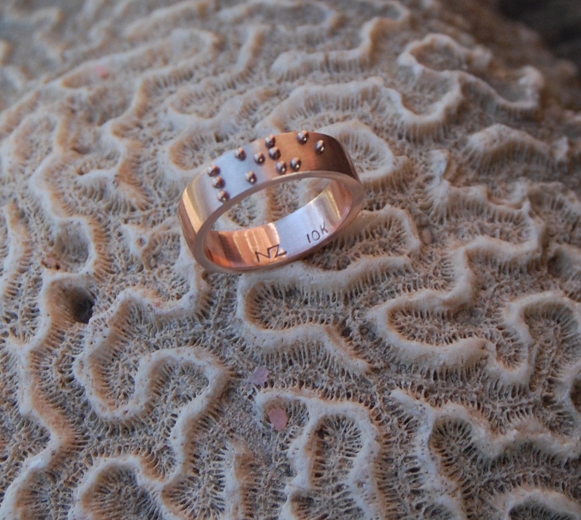 Commitment Band Rose Gold "love" Braille Ring, Anniversary Ring ...