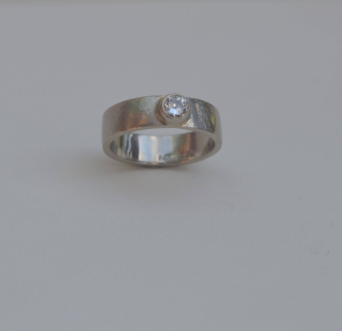 Her Hammered Ring Simple Bezel Ring Non Traditional Ring - Etsy