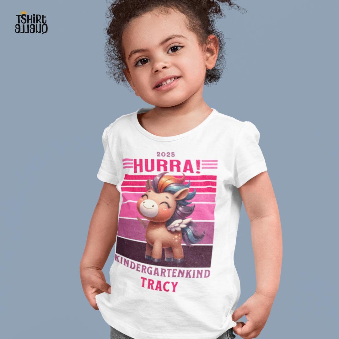 T-shirt Kindergarten Child 2025 With Name HURRAY Cute Horse Kids ...