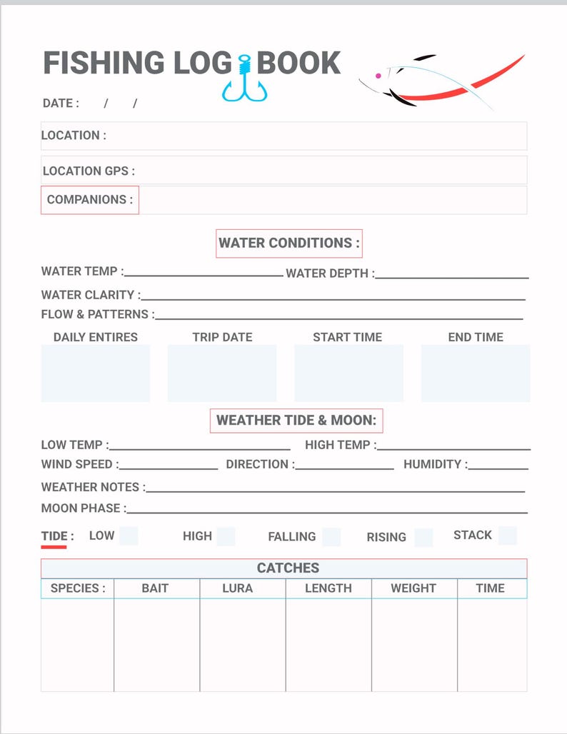FISHING LOG BOOK - Etsy