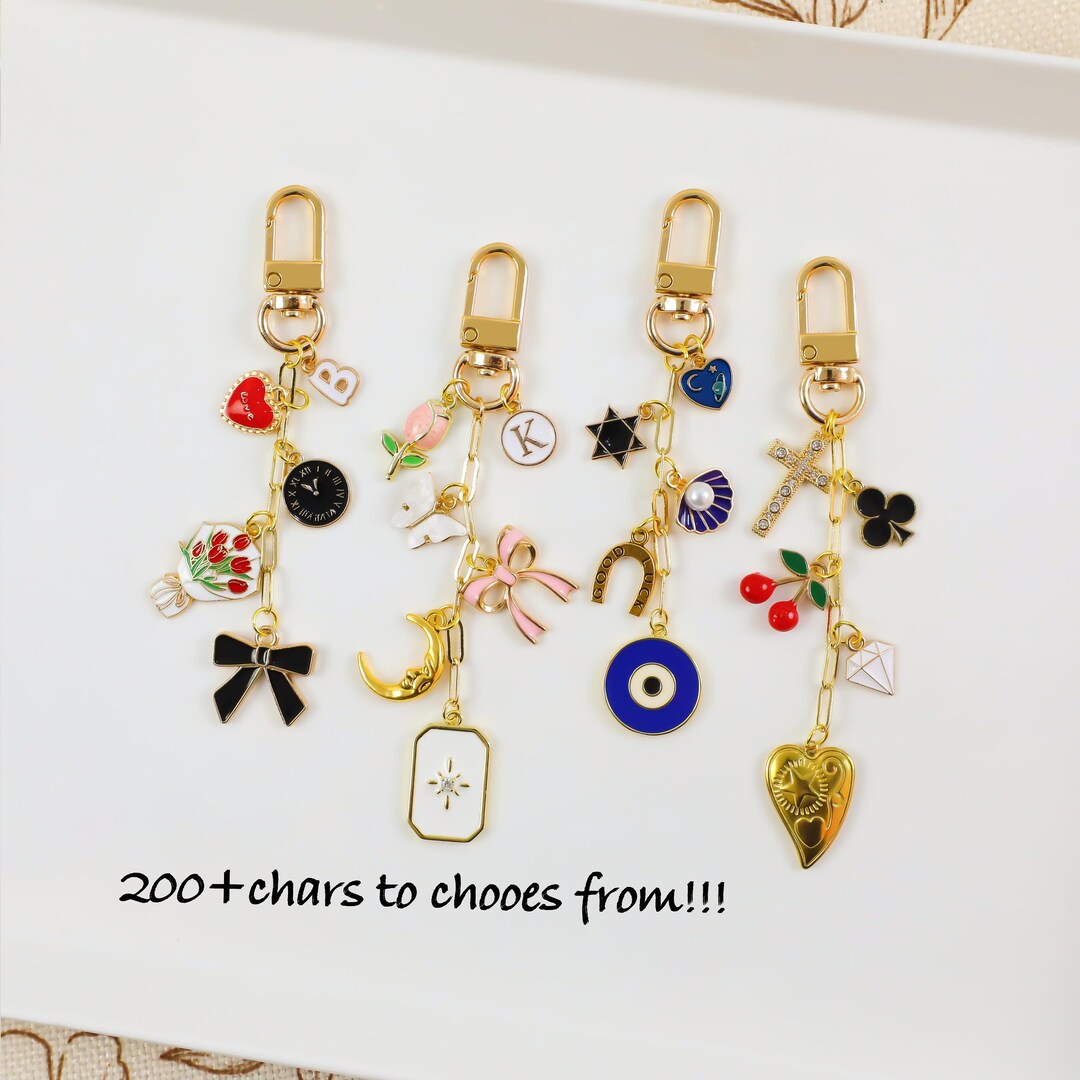 Personalized Charm Keychain, Pendant Keychain, Initial Pendant, Charm ...