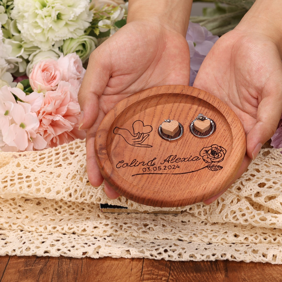 Wedding Ring Wooden Tray, Engagement Ring Wooden Tray, Customized Ring ...