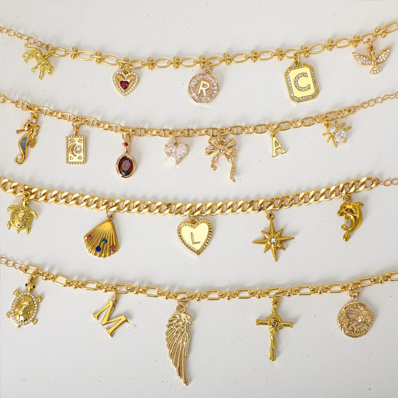 Custom Personalized Charm Bracelet, Pick Your Own Charms and Chain ...