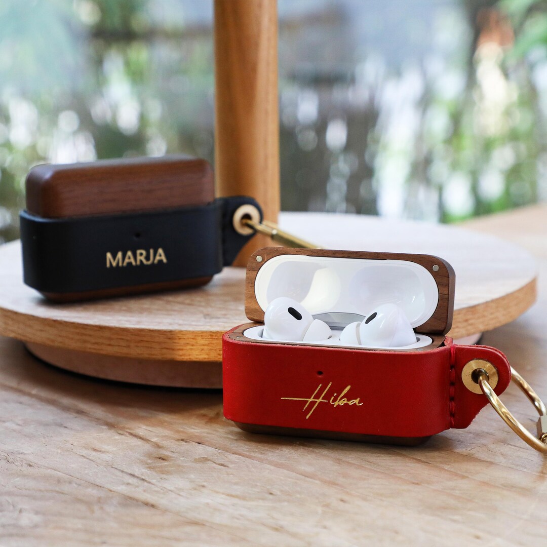 Personalized Leather Airpods Pro Headphone Case With Keychain, Custom ...