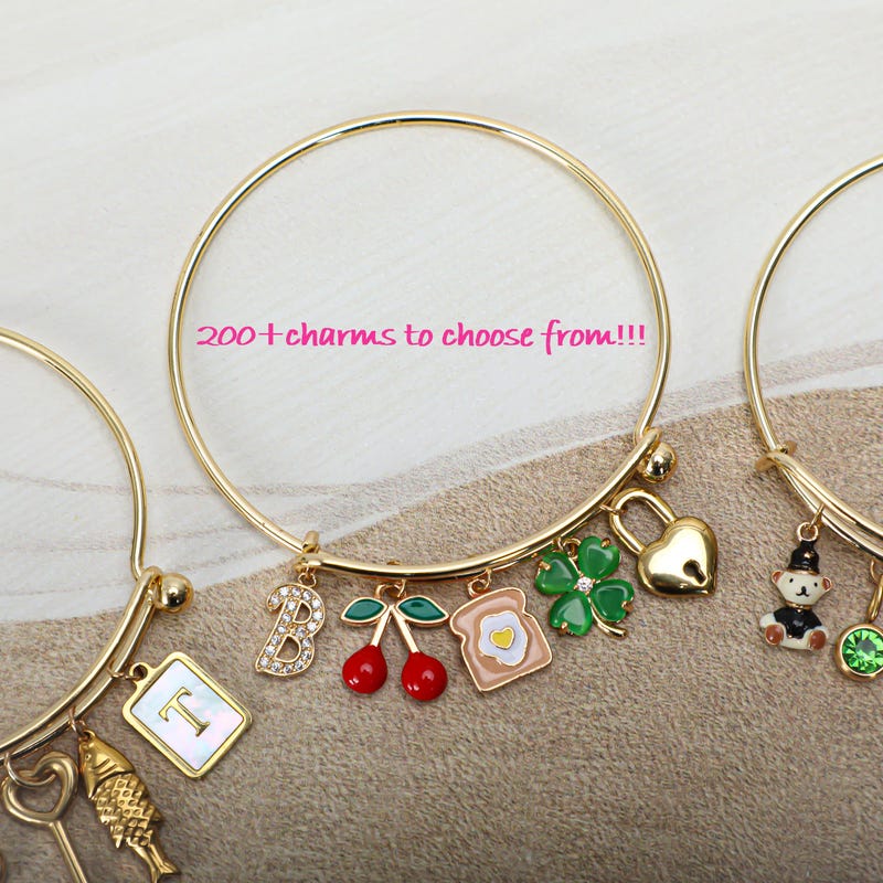 Gold Charm Bangle - Etsy