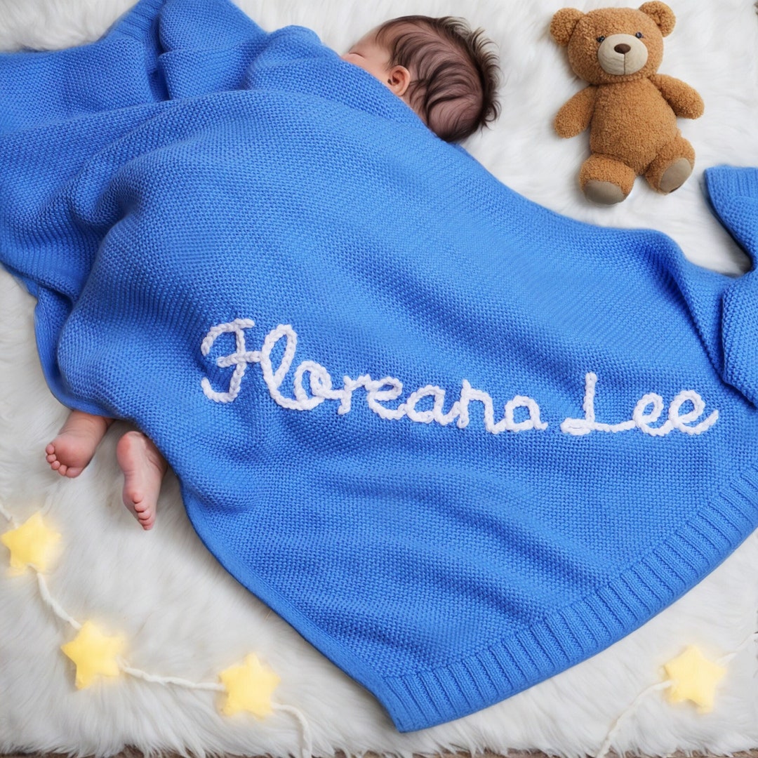 Custom Baby Name Blanket, Personalised Baby Blanket, Embroidered Baby ...