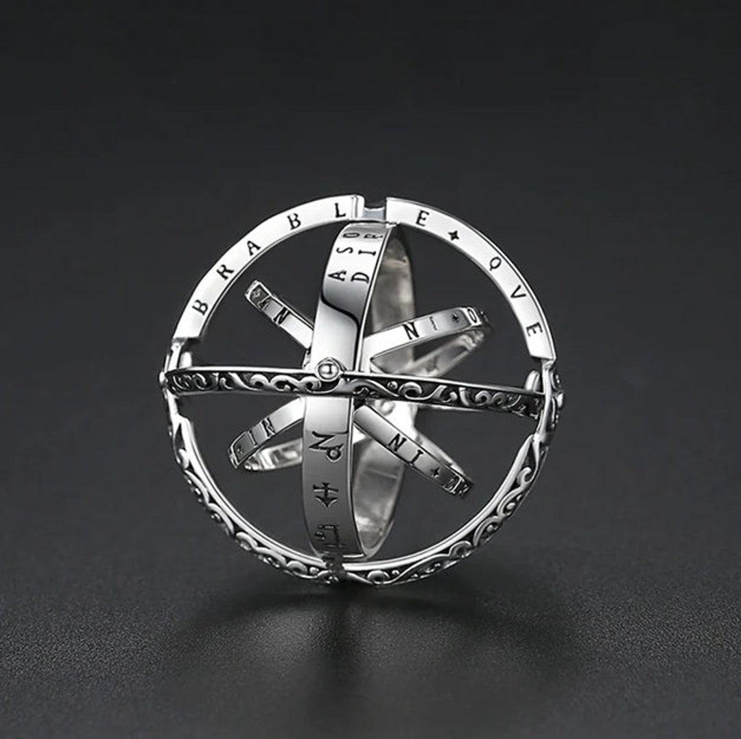 925 Sterling Silver Ring, Foldable Astronomical Sphere Ring, Women ...
