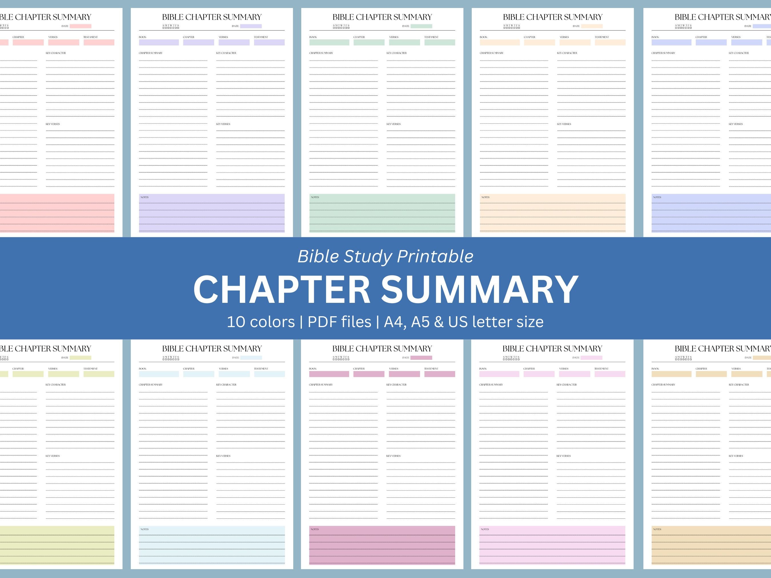 Bible Chapter Summary, Bible Chapter Study, Bible Printable Template ...