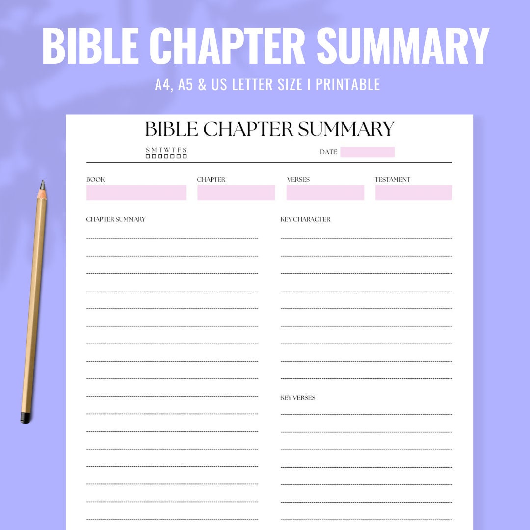 Bible Chapter Summary, Bible Chapter Study, Bible Printable Template ...