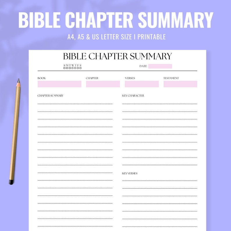 Bible Chapter Summary, Bible Chapter Study, Bible Printable Template ...