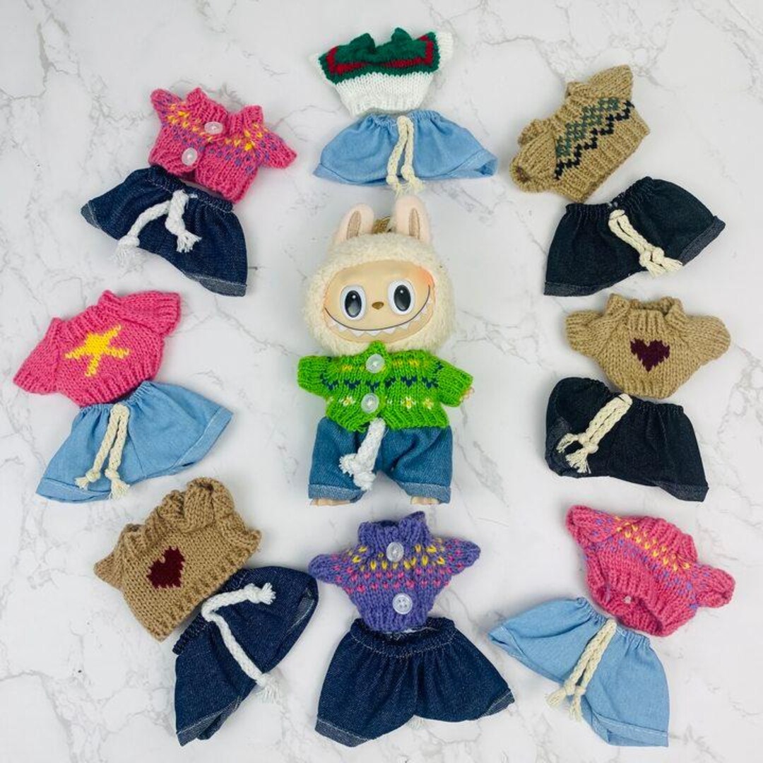 Labubu Different Styles Crochet Sweater With Solid Color Jeans Labubu ...