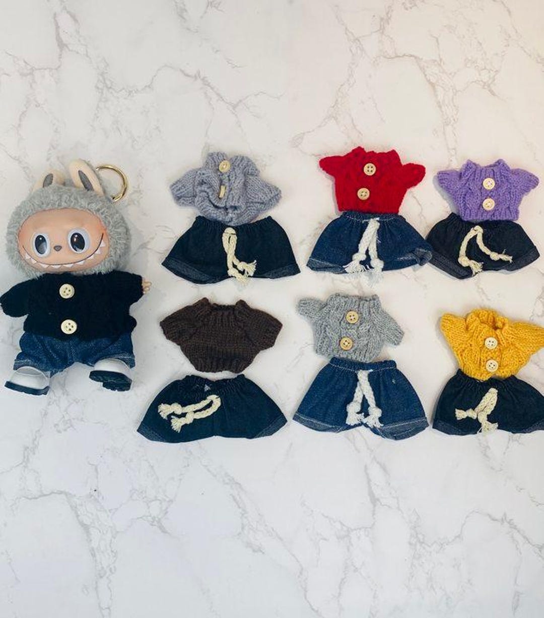 Labubu Different Styles Crochet Sweater With Solid Color Jeans Labubu ...