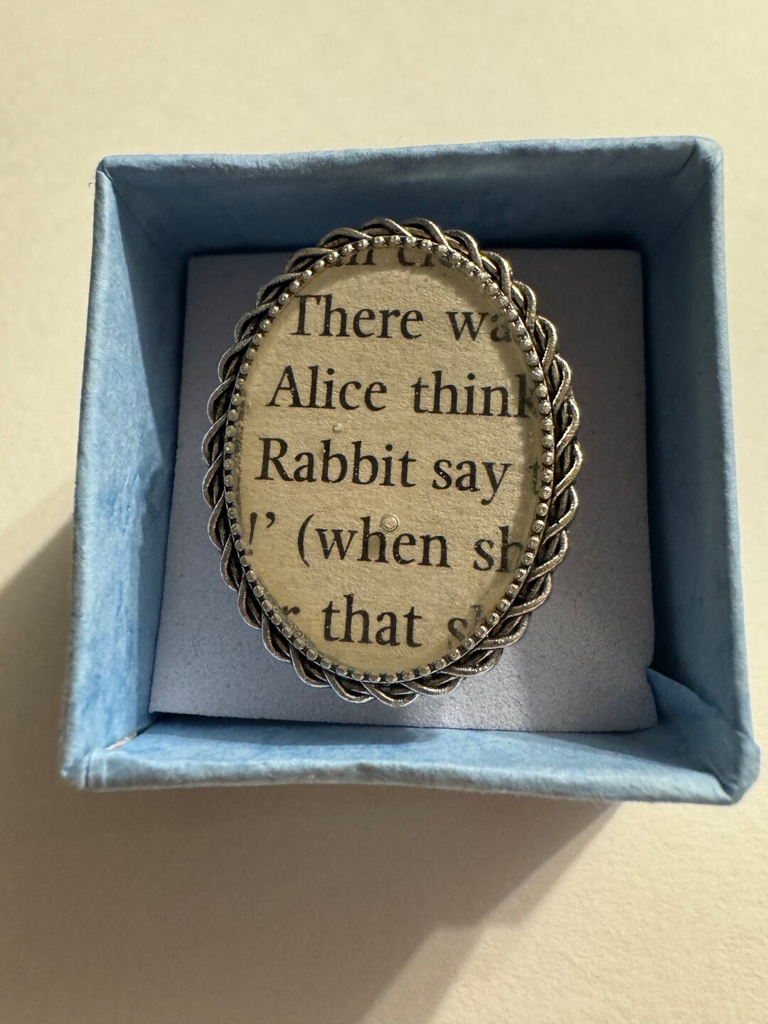 Alice in Wonderland Adjustable Silver Plated Real Book Page Ring - Etsy