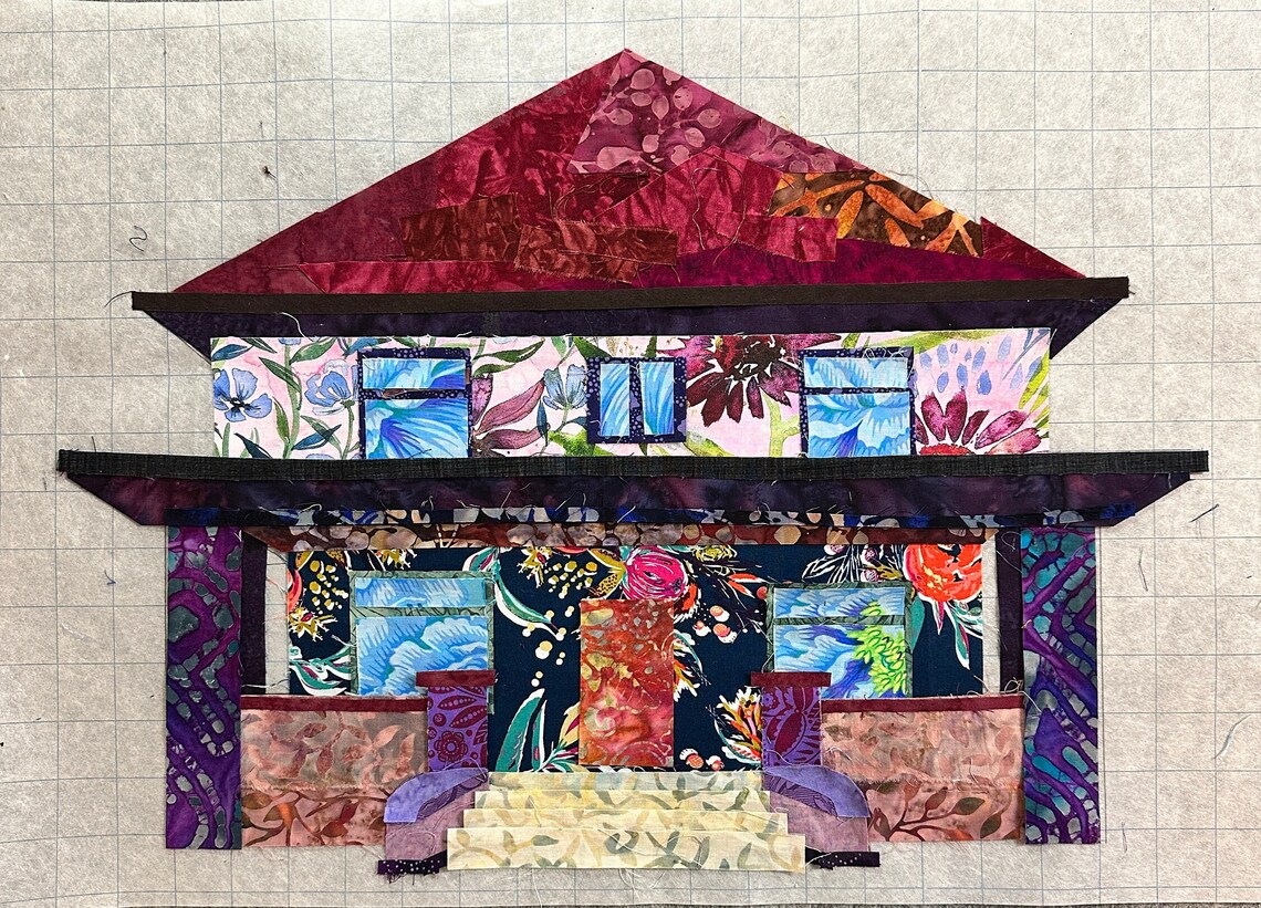 Art Quilt Applique Pattern: Prairie Style Foursquare - Etsy