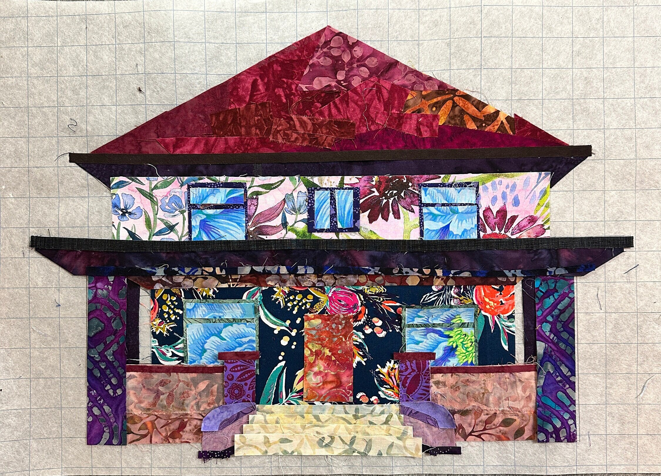 Art Quilt Applique Pattern: Prairie Style Foursquare - Etsy