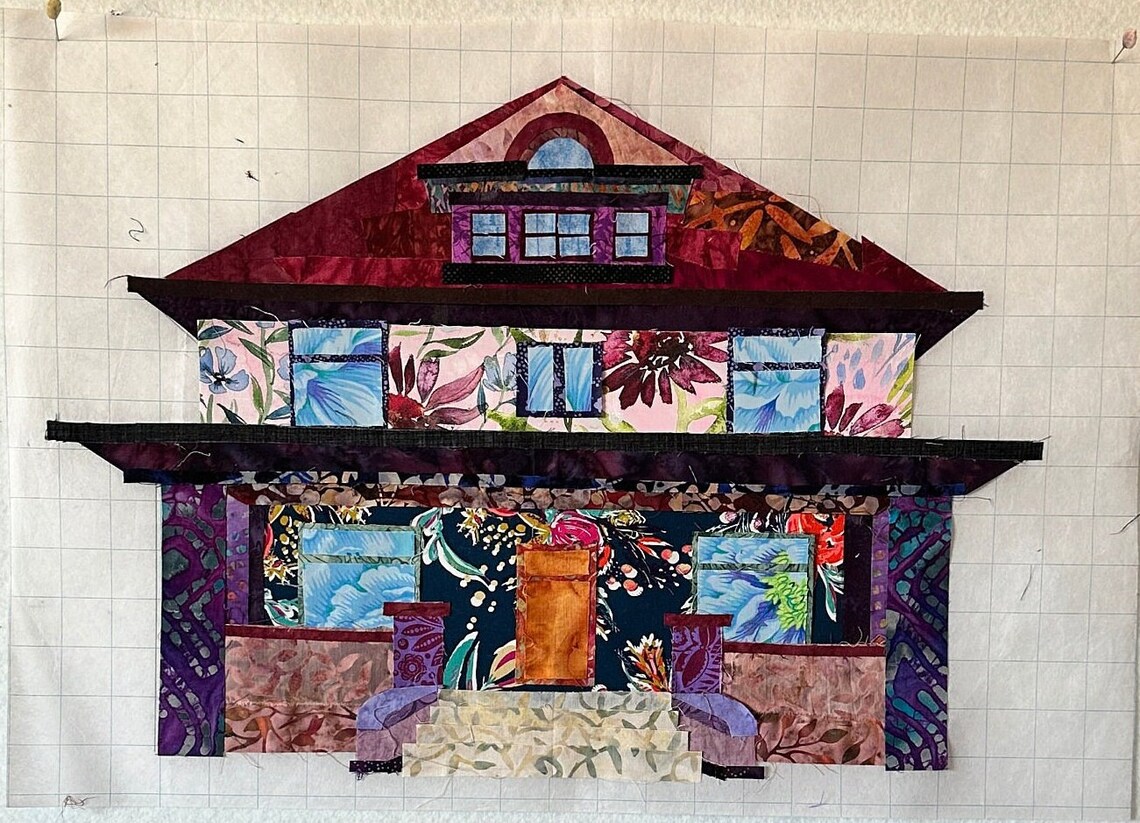 Art Quilt Applique Pattern: Prairie Style Foursquare - Etsy