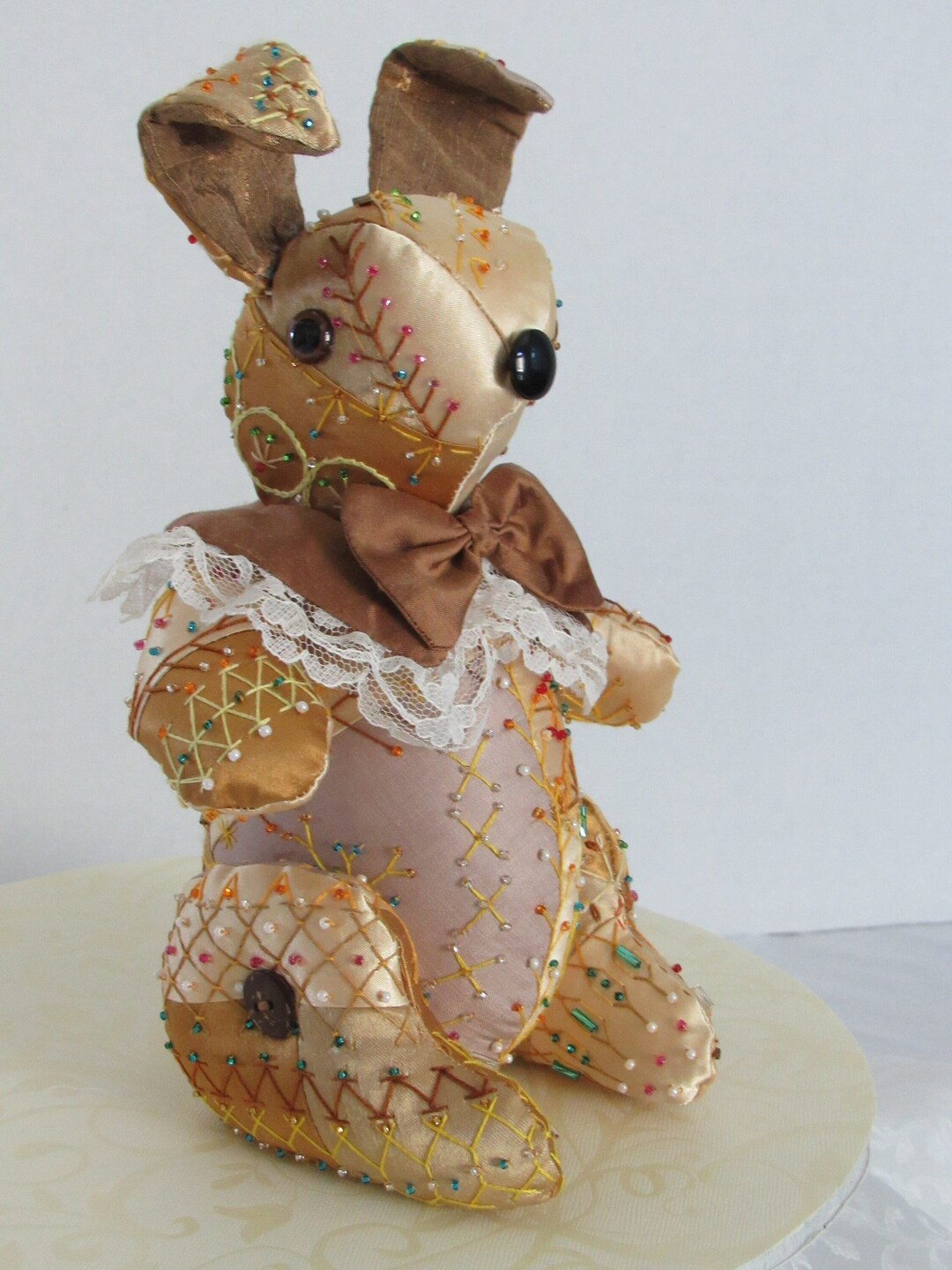 Crazy Quilt Patchwork Stuffed Faberge Bunny Rabbit Home - Etsy